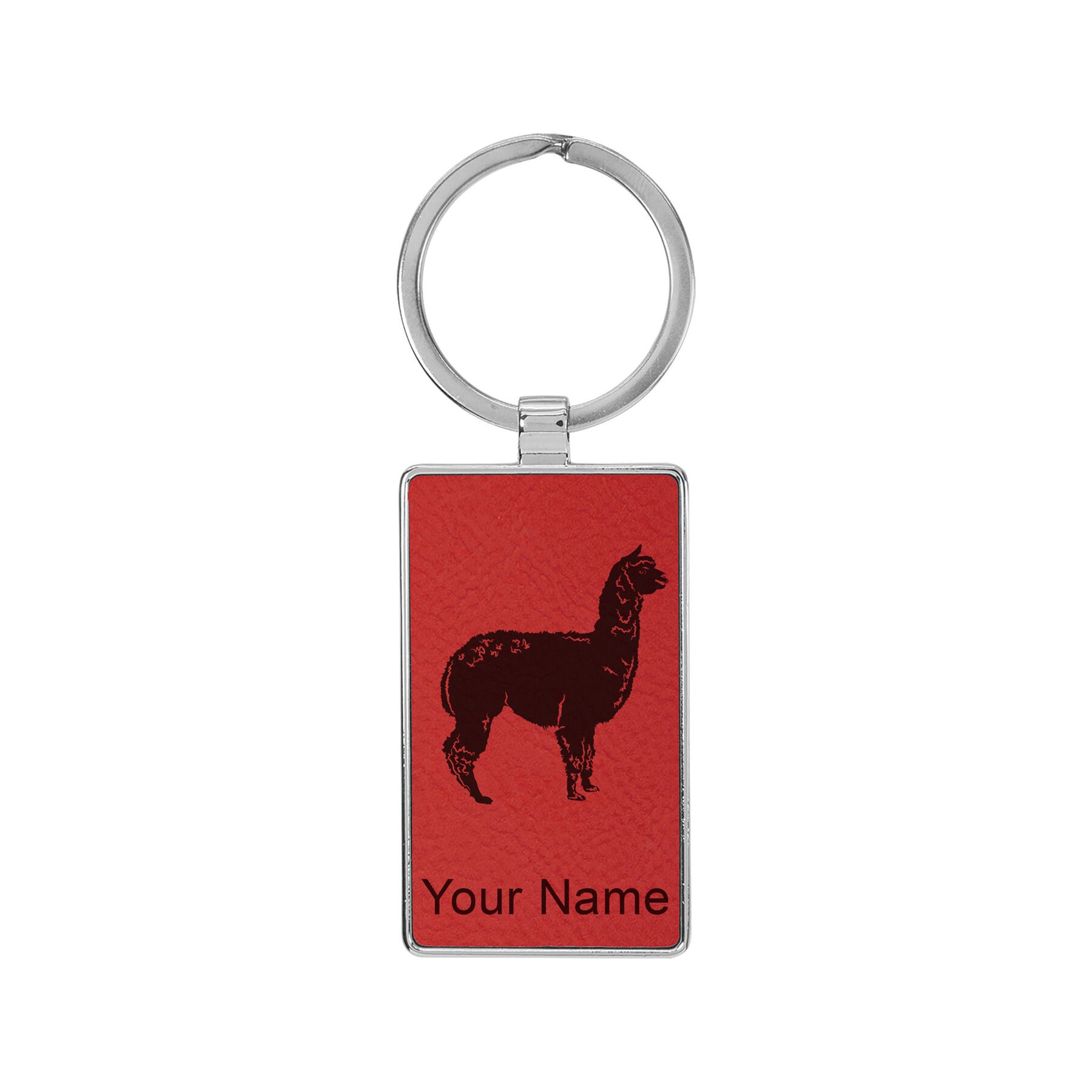 Rectangle Metal Frame Keychain, Alpaca, Personalized Engraving Included ...