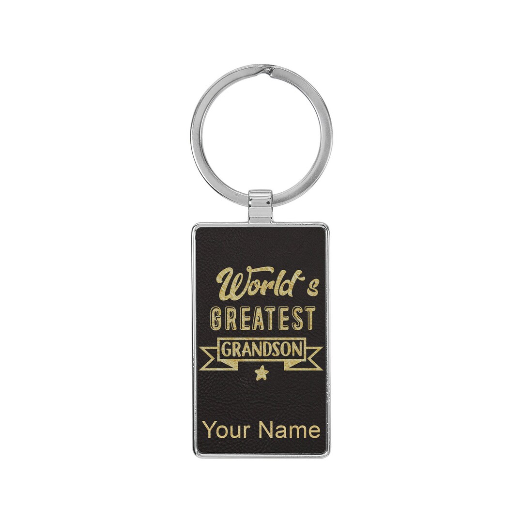 Rectangle Metal Frame Keychain, Worlds Greatest Grandson, Personalized ...