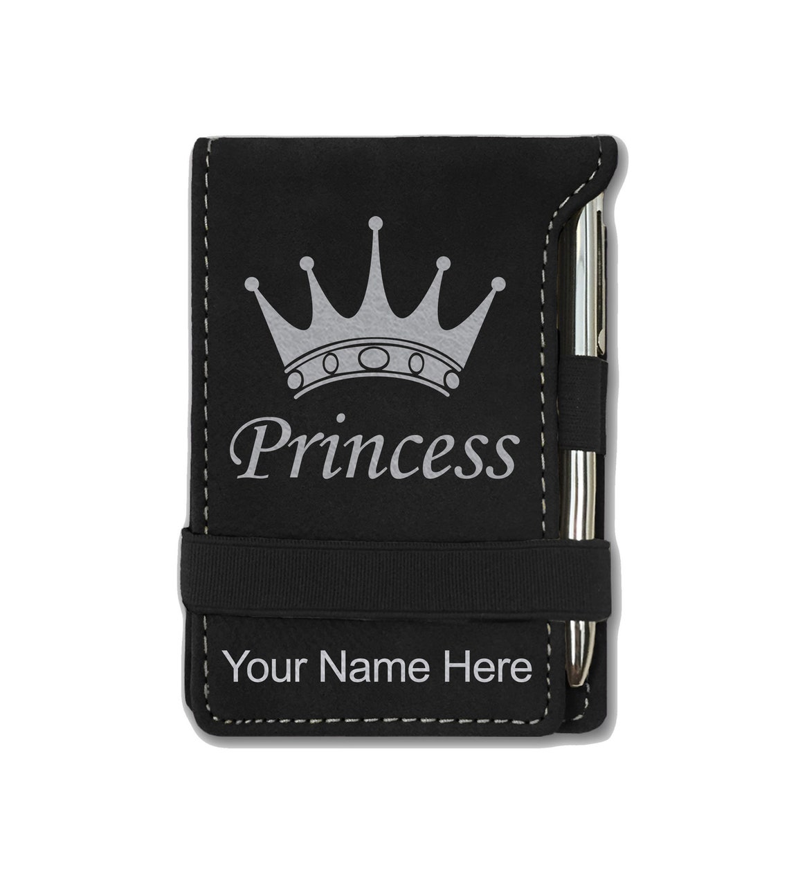 Faux Leather Mini Notepad, princess Crown, Personalized Engraving ...