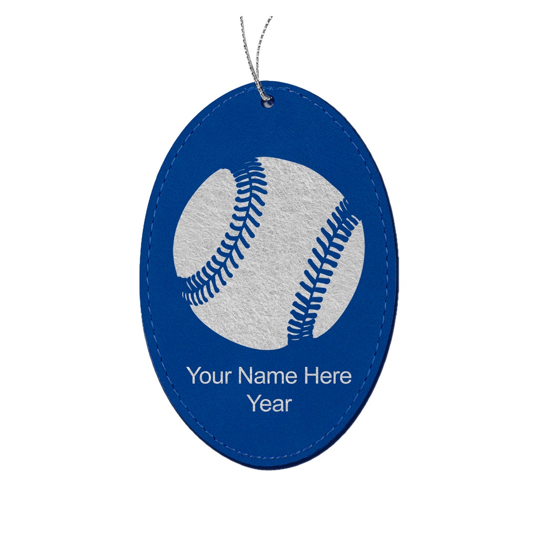 Lasergram Faux Leather Oval Christmas Ornament, Baseball Ball ...