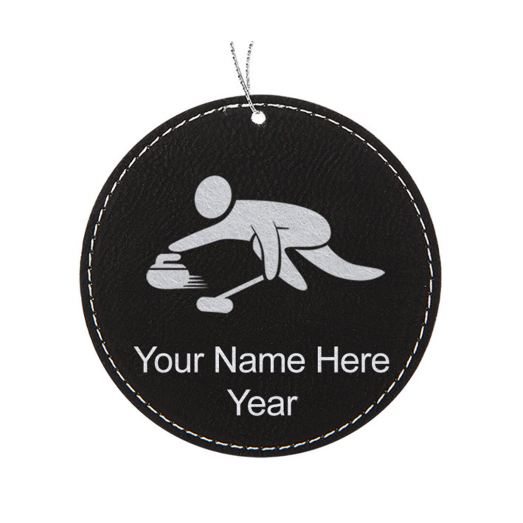 Lasergram Faux Leather Round Christmas Ornament, Curling Figure ...