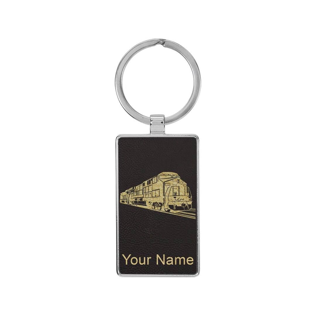 Rectangle Metal Frame Keychain, Freight Train, Personalized Engraving ...