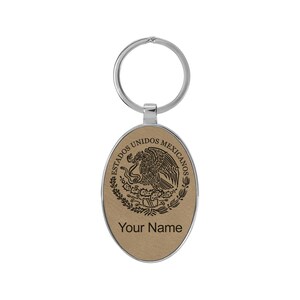 Oval Metal Frame Keychain, Flag of Mexico, Personalized Engraving ...