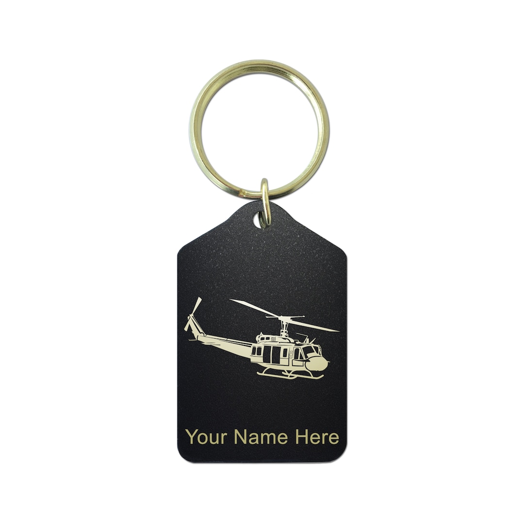 Black Metal Keychain, Military Helicopter 2, Personalized Engraving ...