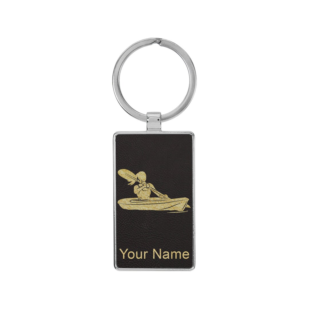 Rectangle Metal Frame Keychain, Kayak Woman, Personalized Engraving ...