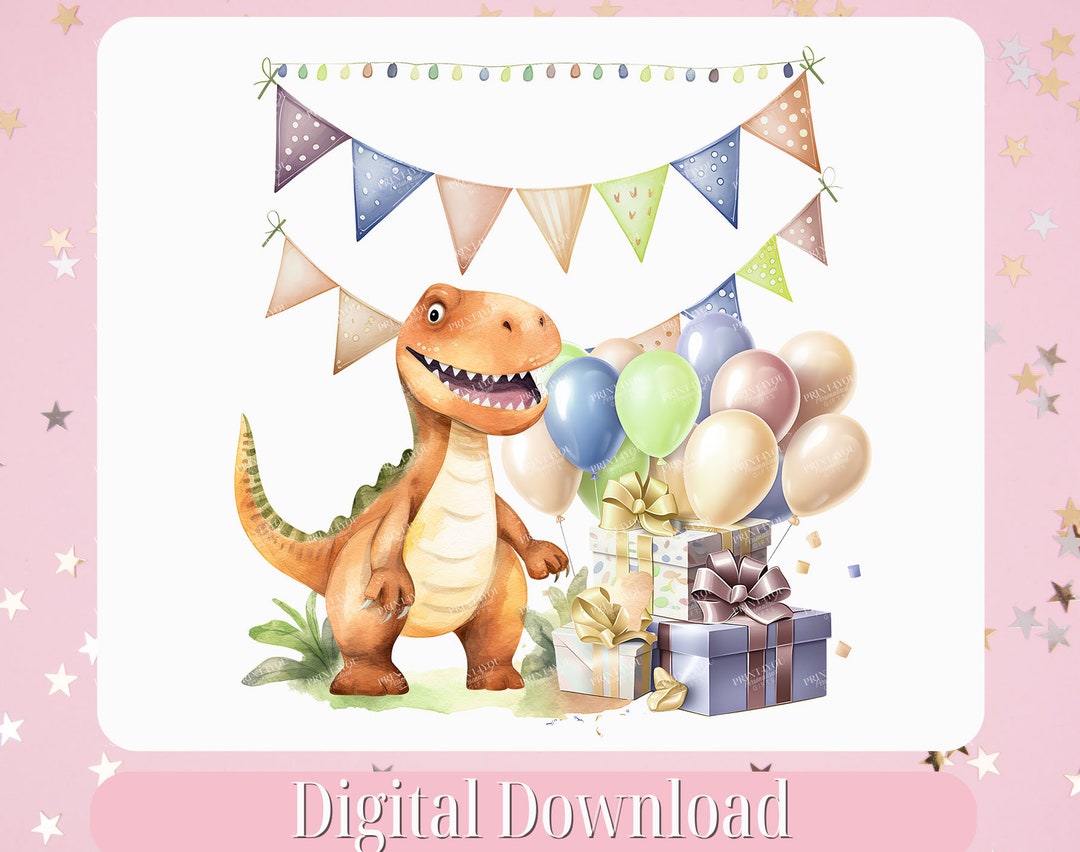 Dinosaur Birthday Party Clipart PNG Design, Sublimation PNG - Etsy