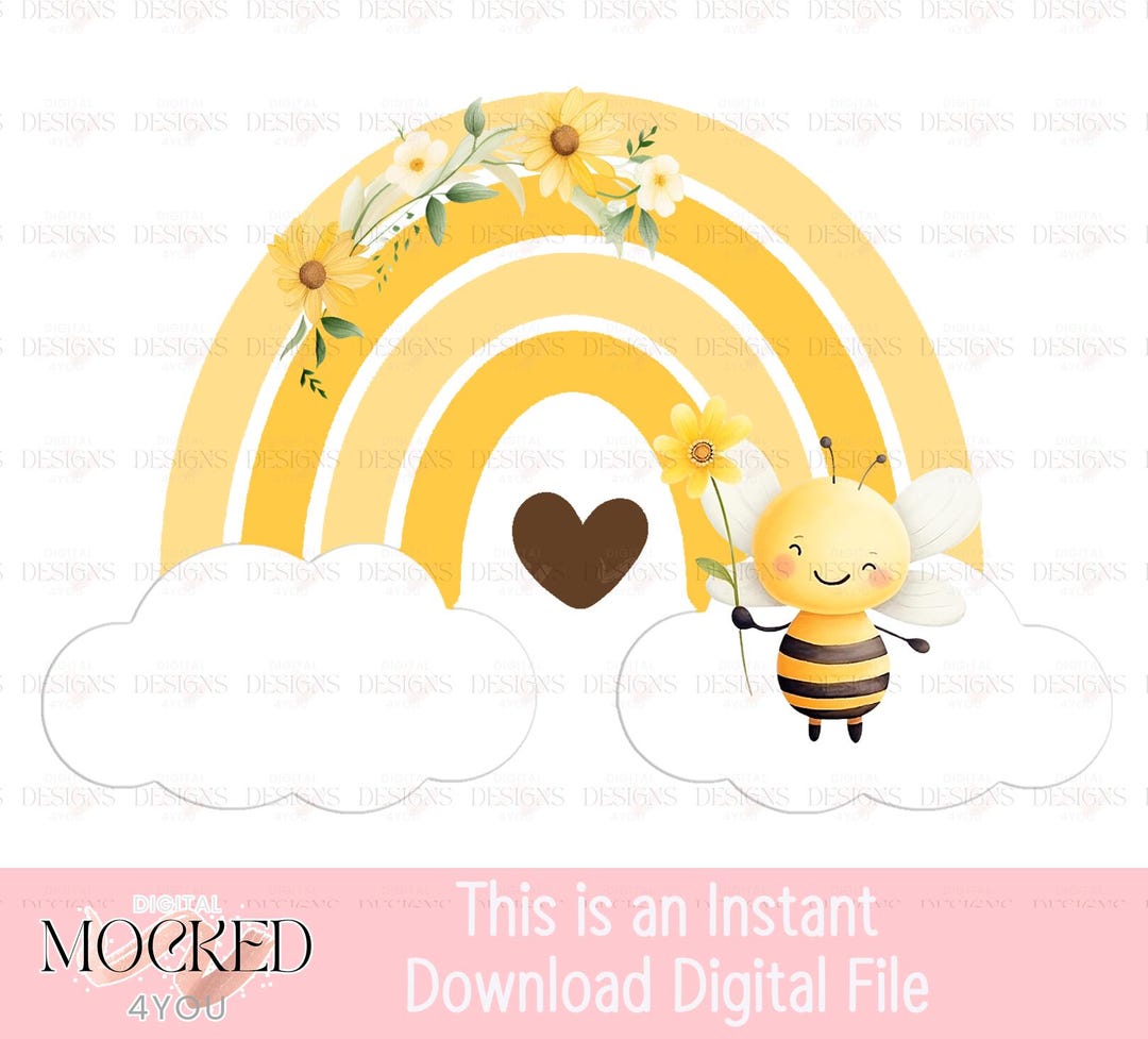 Bumble Bee Rainbow PNG, Instant Download Clipart PNG File, Rainbow ...