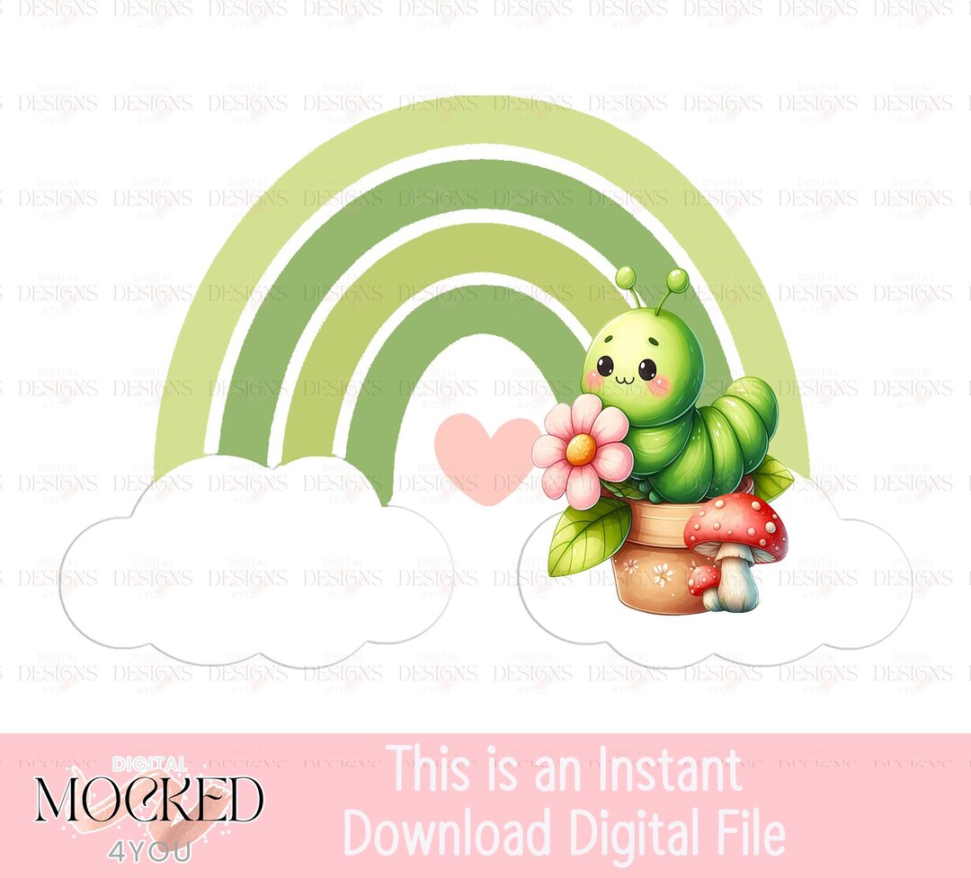 Caterpillar Rainbow PNG, Instant Download Clipart PNG, Sublimation ...