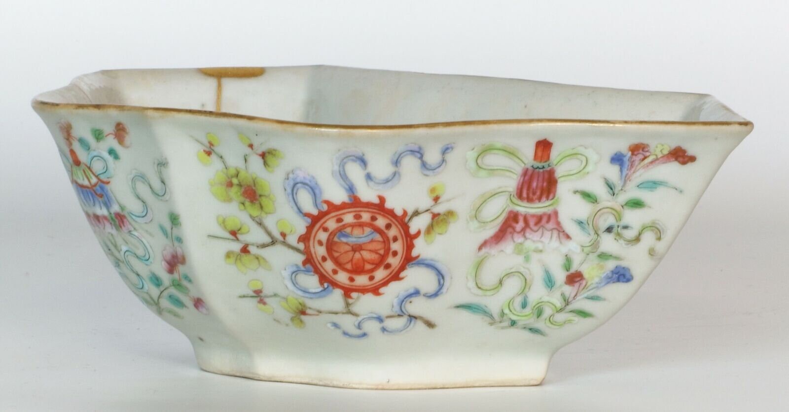Antique Chinese Bat Shaped Porcelain Bowl With Treasures - Etsy