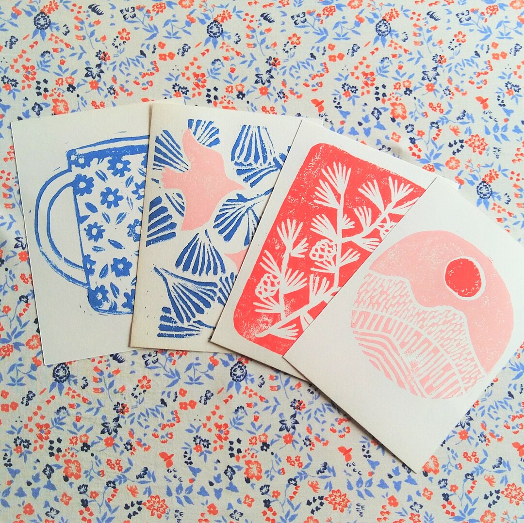 Handmade Linocut Cards - Etsy