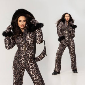 Leopard Women Ski Jumpsuit for Women and Children Kids Snowsuit ...