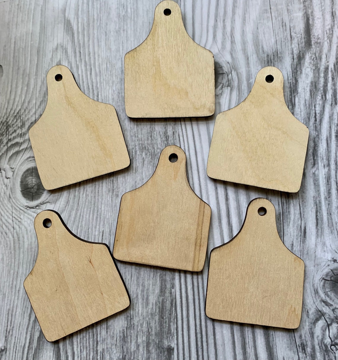 Laser Cut Wood Cow Tags Craft Embellishment Ear Tag Ornament | Etsy