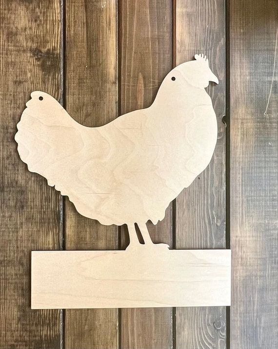 Wood Blank Chicken Sign Chicken Standing on Block - Etsy