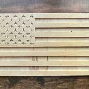 CNC Carved American Flag Wood Unfinished - Etsy