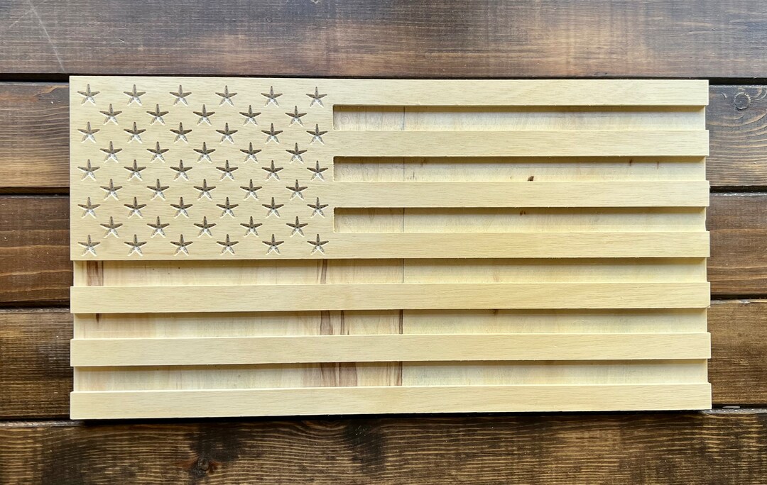 CNC Carved American Flag Wood Unfinished - Etsy
