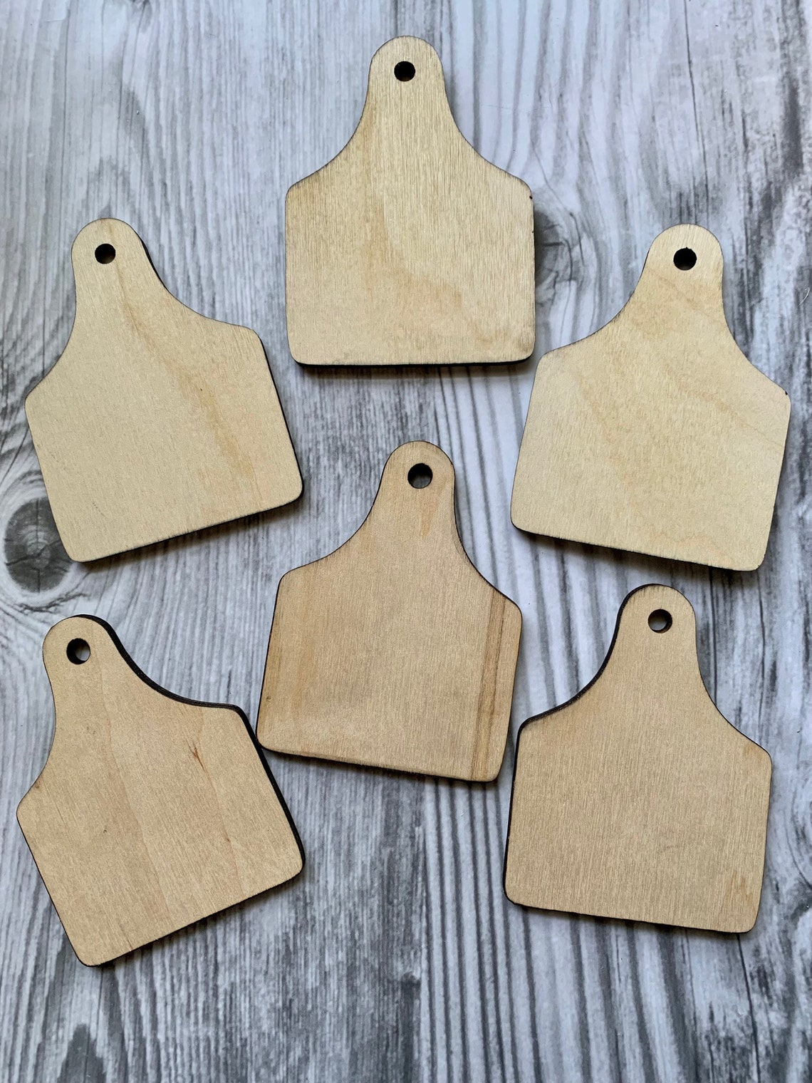 Laser Cut Wood Cow Tags Craft Embellishment Ear Tag Ornament | Etsy