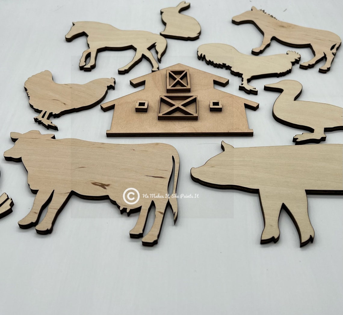 Farm Animal Tiered Tray Set Craft Set Barn Farmhouse - Etsy
