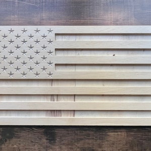 CNC Carved American Flag Wood Unfinished - Etsy