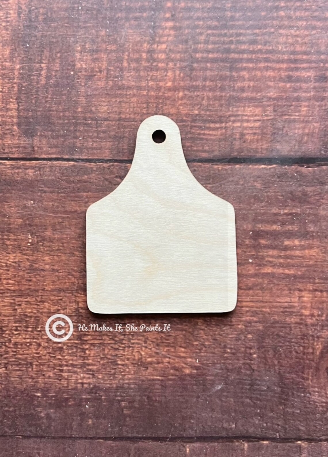 Laser Cut Wood Cow Tags Craft Embellishment Ear Tag Ornament 3x4 Inches ...