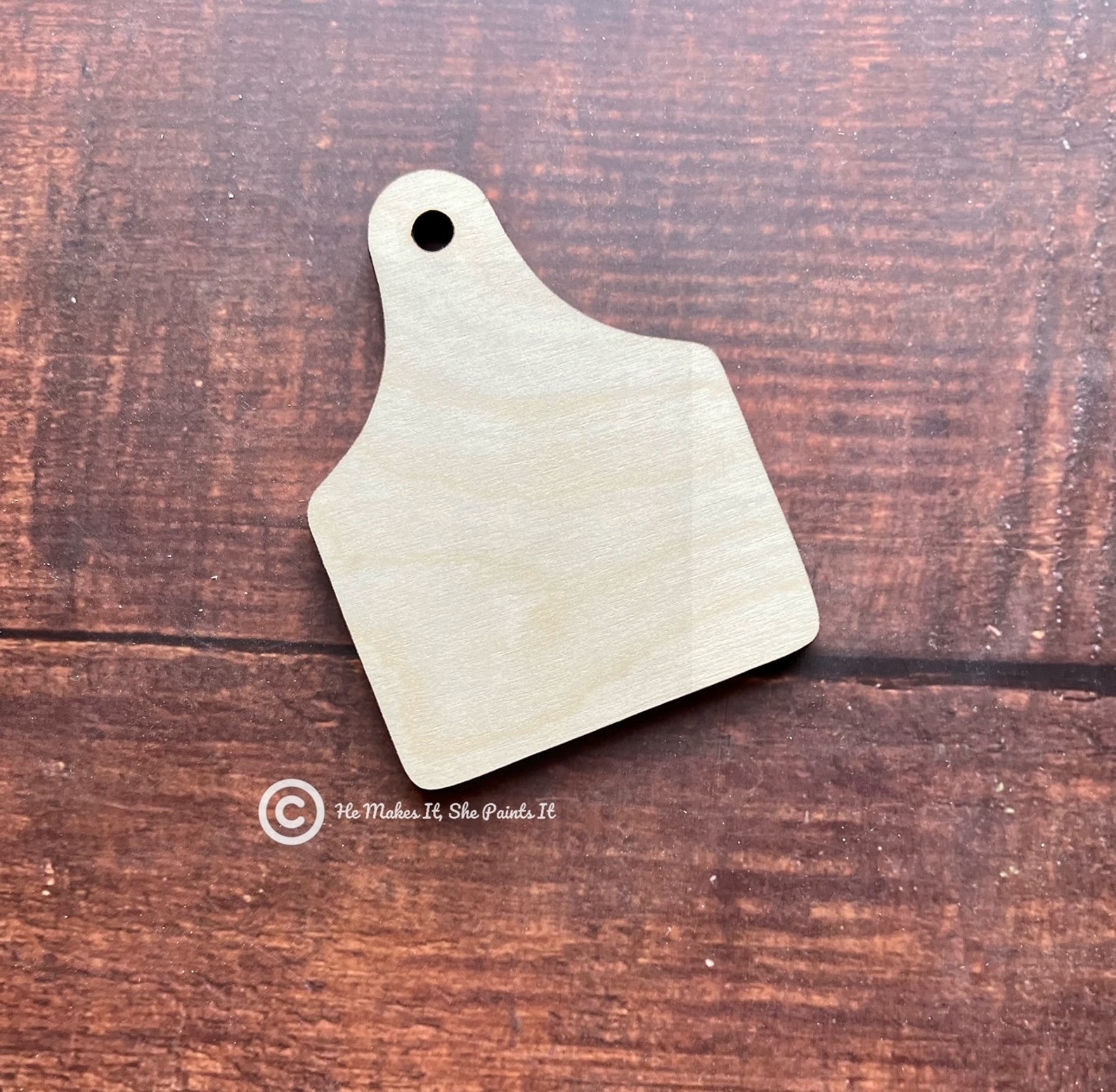 Laser Cut Wood Cow Tags Craft Embellishment Ear Tag Ornament 3x4 Inches ...