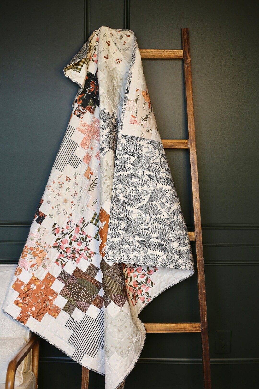 Boho Quilt Throw, Botanical Print Throw Quilt, Quilt for Sale Handmade ...