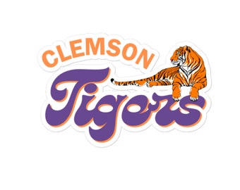 Clemson Tigers Waterproof Sticker Durable Vinyl Decal Clemson Illustrated Tiger Outdoor Sticker ...