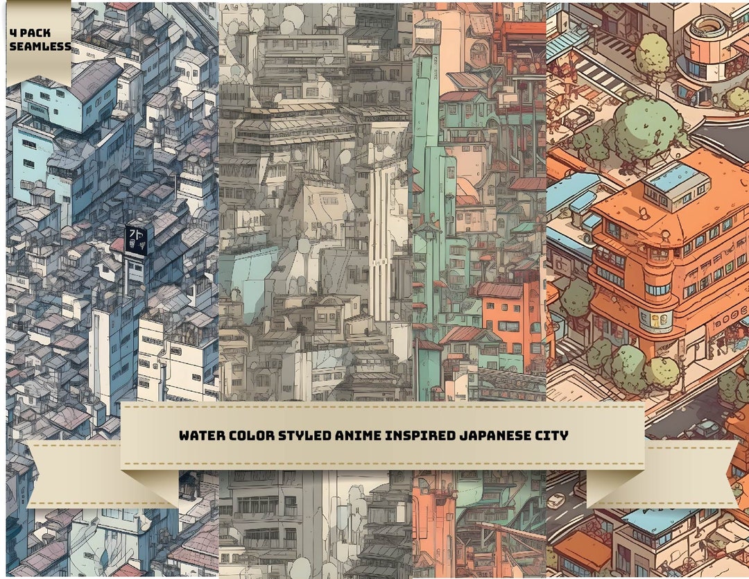 Digital Print Seamless Anime Texture City - Etsy