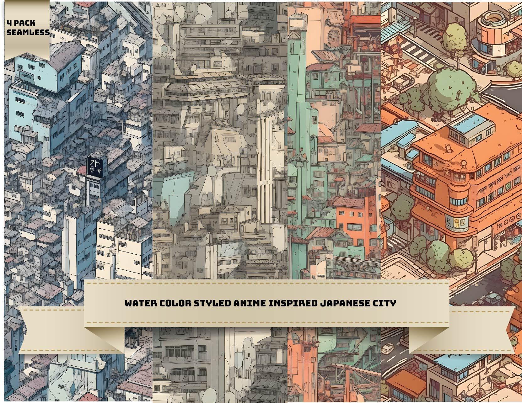 Digital Print Seamless Anime Texture City - Etsy