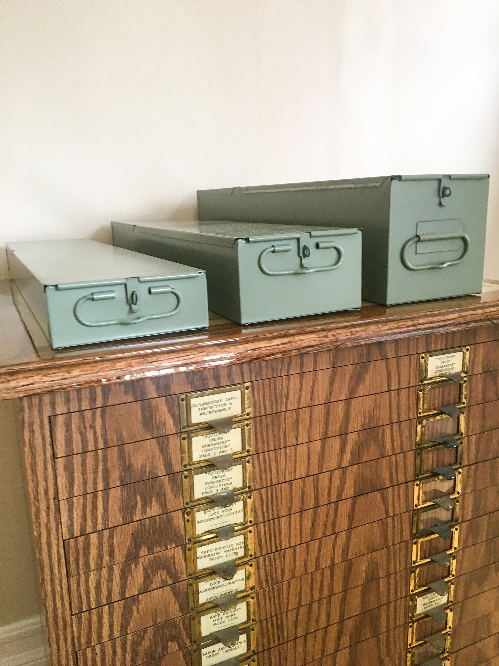 NEW LISTING Bank Safe Deposit Boxes Light Green/Grey | Etsy