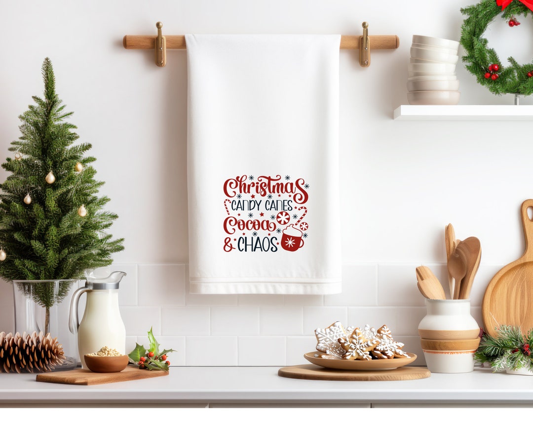 Christmas Kitchen Tea Towel Personalized Kitchen Towel Dish Towel Candy ...