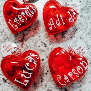 Personalized Plastic Heart Containers, Heart Candy Holder, Valentines ...