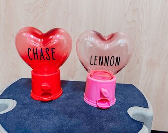 Personalized Plastic Heart Containers, Heart Candy Holder, Valentines ...