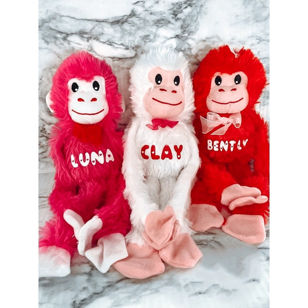 Personalized Valentines Stuffed Monkeys, Personalized Plush Monkey ...