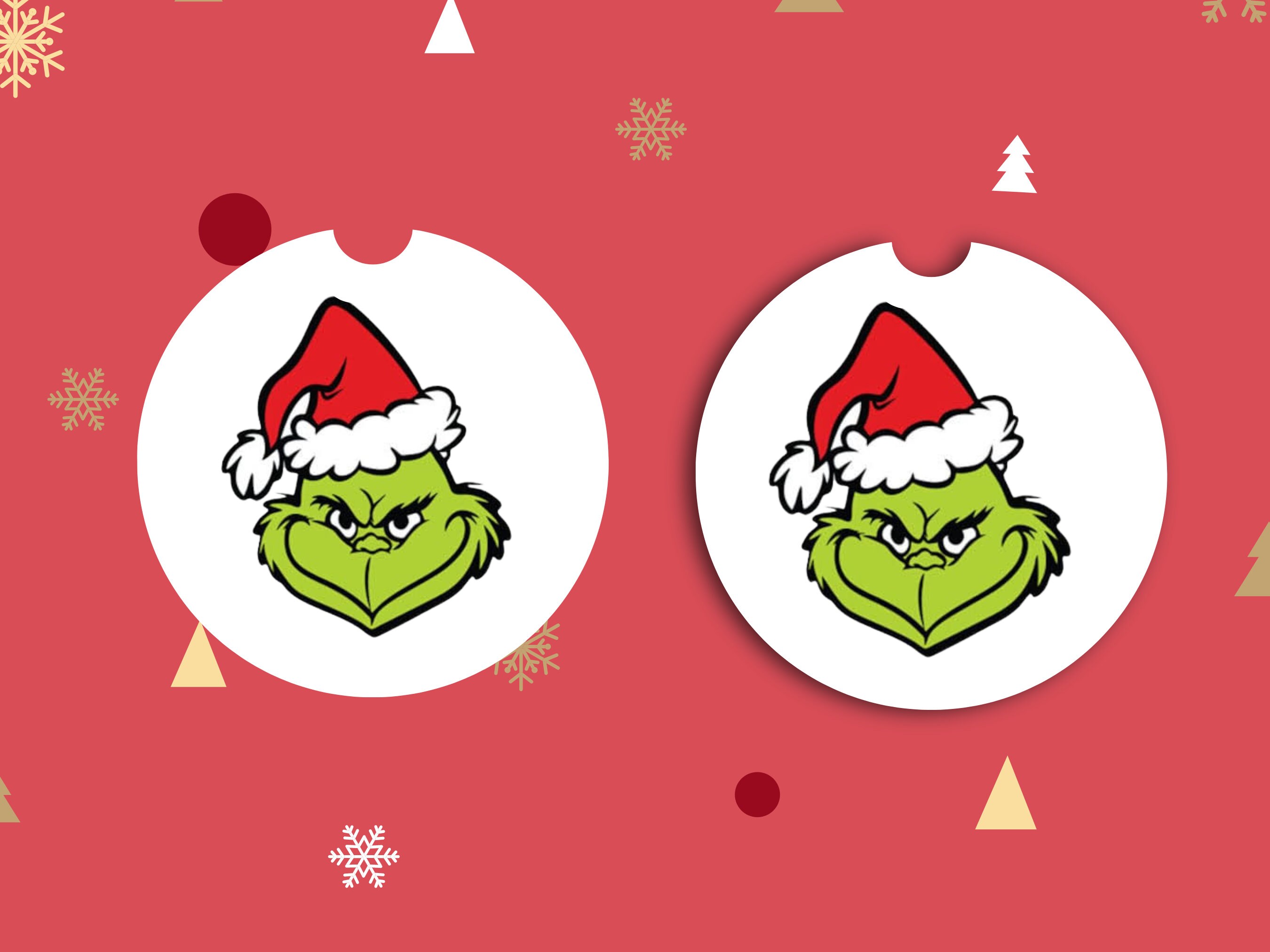 Custom Grinch Ceramic Car Coaster Set of 2 Grinch SVG Grinch Ornaments ...