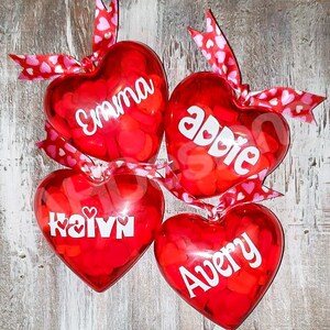 Personalized Plastic Heart Containers, Heart Candy Holder, Valentines ...