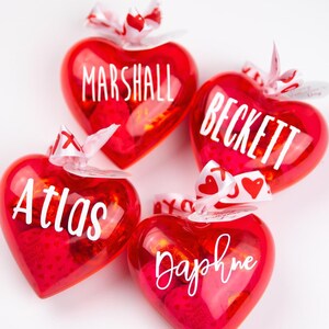 Personalized Plastic Heart Containers, Heart Candy Holder, Valentines ...