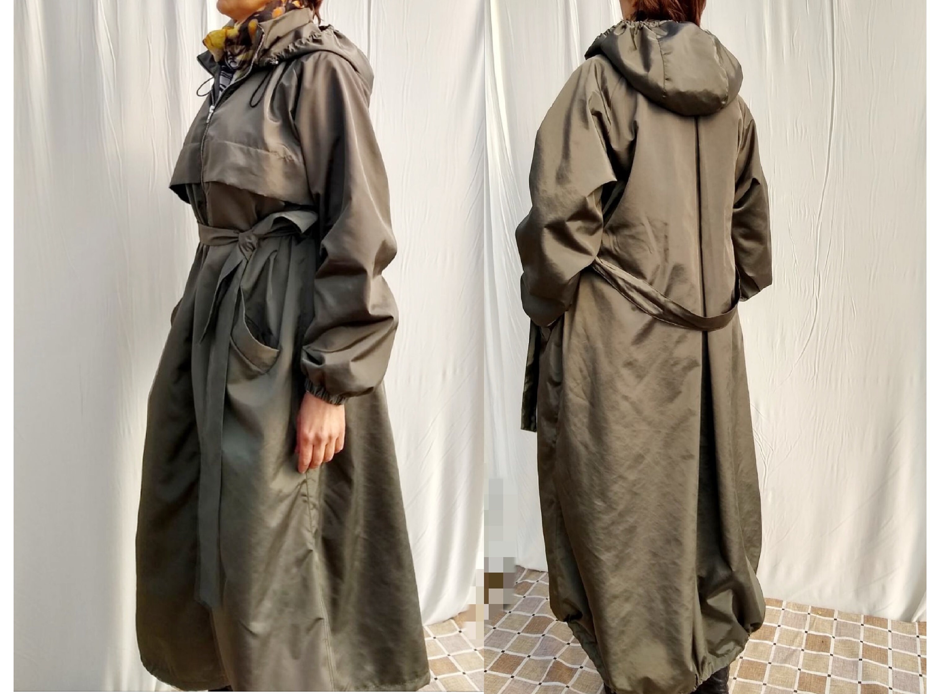 Trench Raincoat Long Raincoat With Zipper Spring Autumn - Etsy