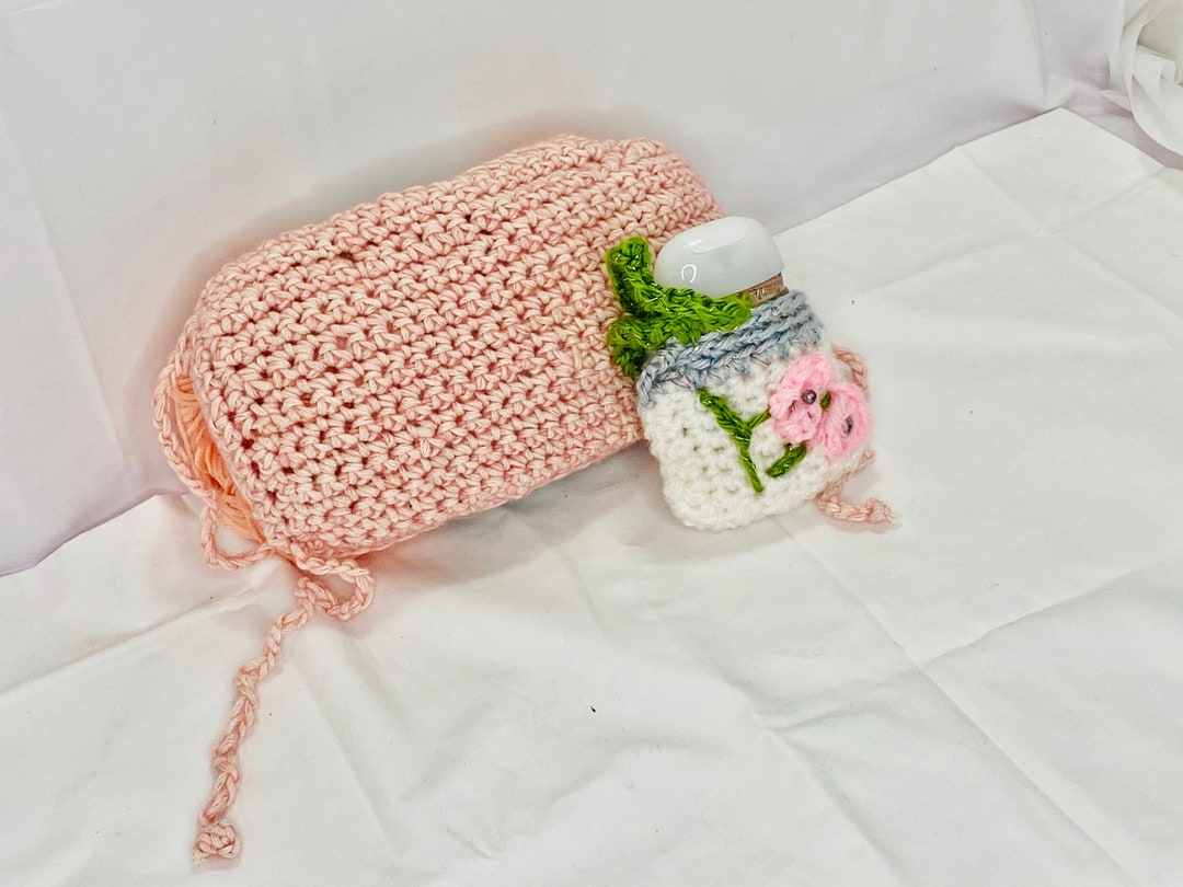 Cute Pink Crochet Face Mask and Holder Set for Women - Etsy