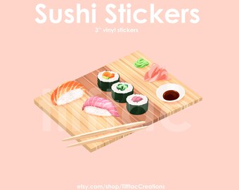 Shrimp Sushi Vinyl Sticker Cute Sushi Sticker Kawaii Nigiri Sushi ...