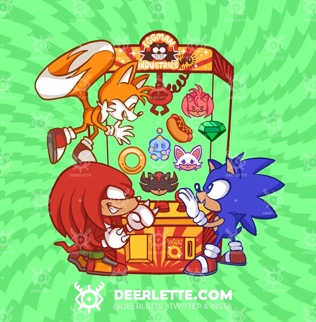 Sonic UFO Claw Machine Shaker Charm // 4” Double-sided Acrylic // for ...