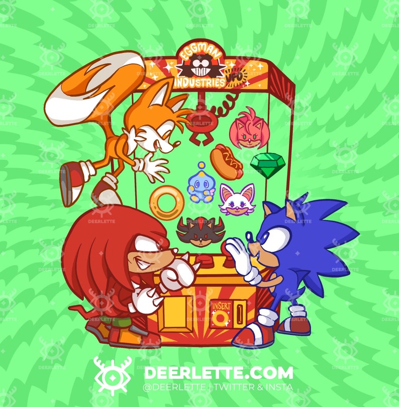 Sonic UFO Claw Machine Shaker Charm // 4” Double-sided Acrylic // for ...
