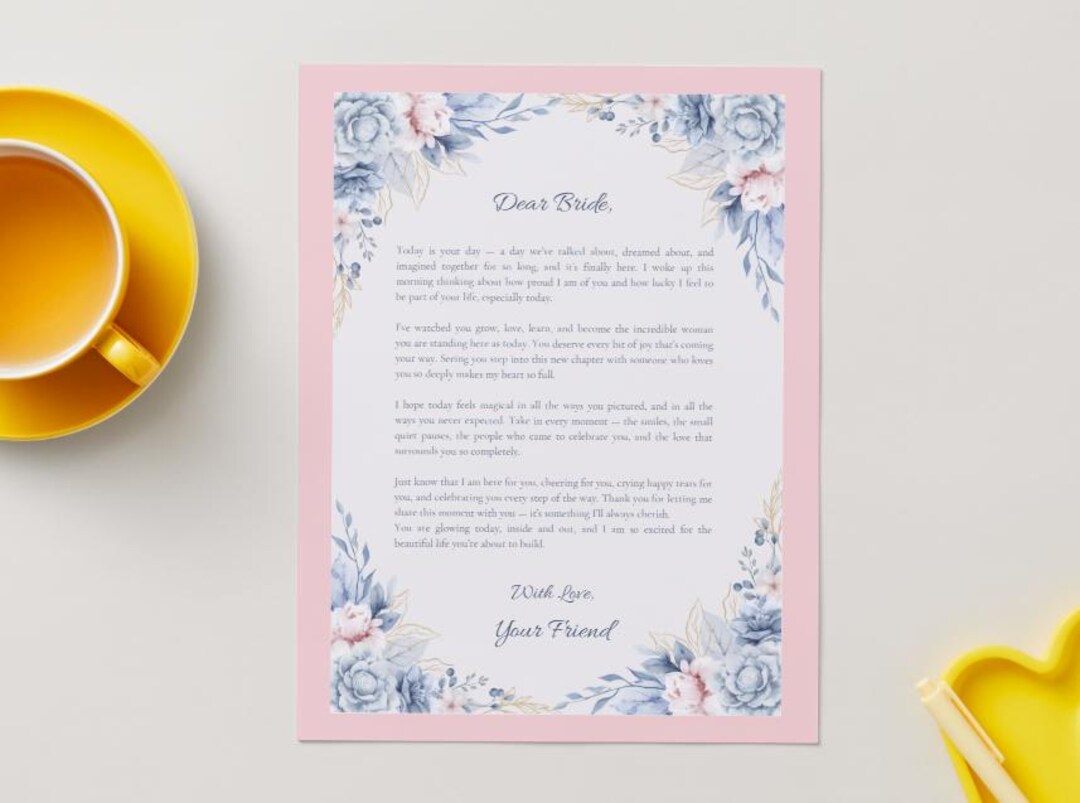 Editable Letter to the Bride - Etsy