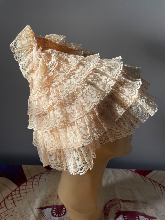 Vintage 1940’s cream lace pixie cap | whimsical lace … - Gem