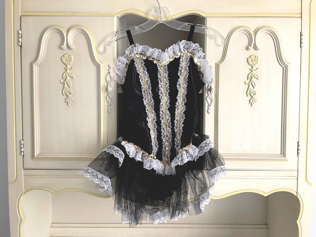 Vintage Jazz Dance Recital Costume Black Satin & Tulle Tutu, Dress up ...