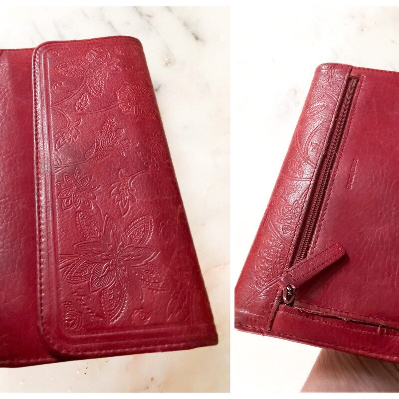 Red Leather Wallet - Etsy