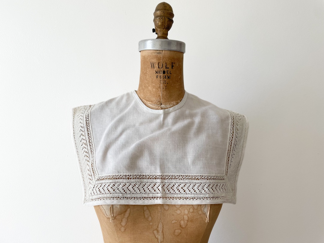 Vintage 1930s Handmade Linen Sailor Collar With Crochet Lace Insert ...