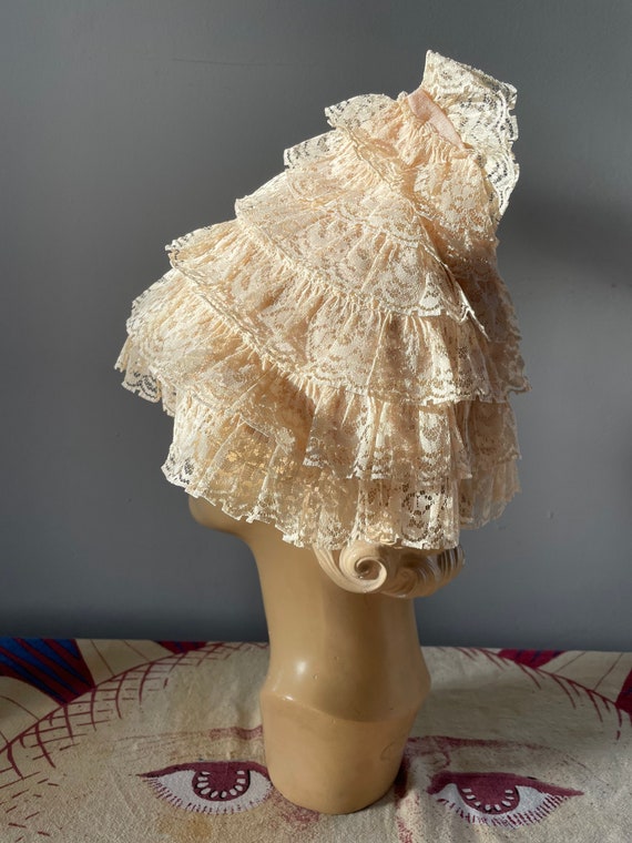 Vintage 1940’s cream lace pixie cap | whimsical lace … - Gem