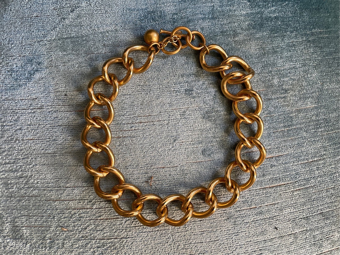 Vintage ‘80s ‘90s Heavy Gold Chain Link Necklace | Designer Costume ...
