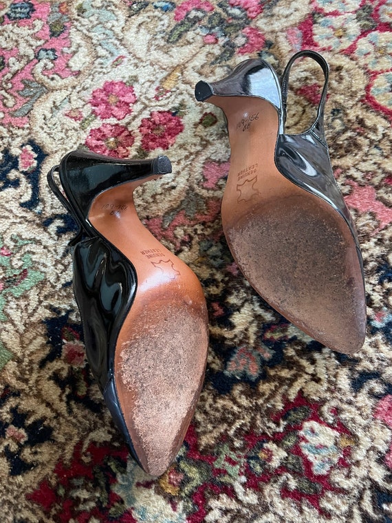Vintage 1950’s black patent leather slingbacks | Stan… - Gem