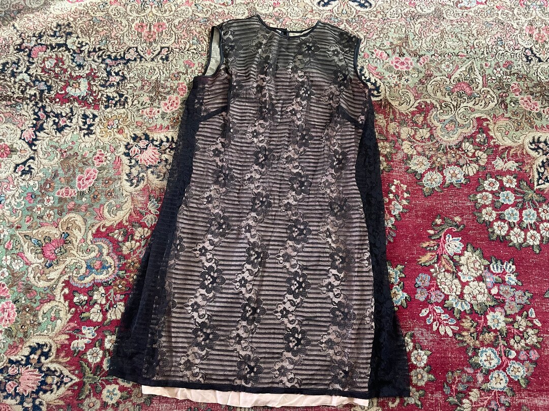 Vintage 1950’s ‘60s Black Lace L’aiglon Sheath Dress, Some Flaws, Size ...
